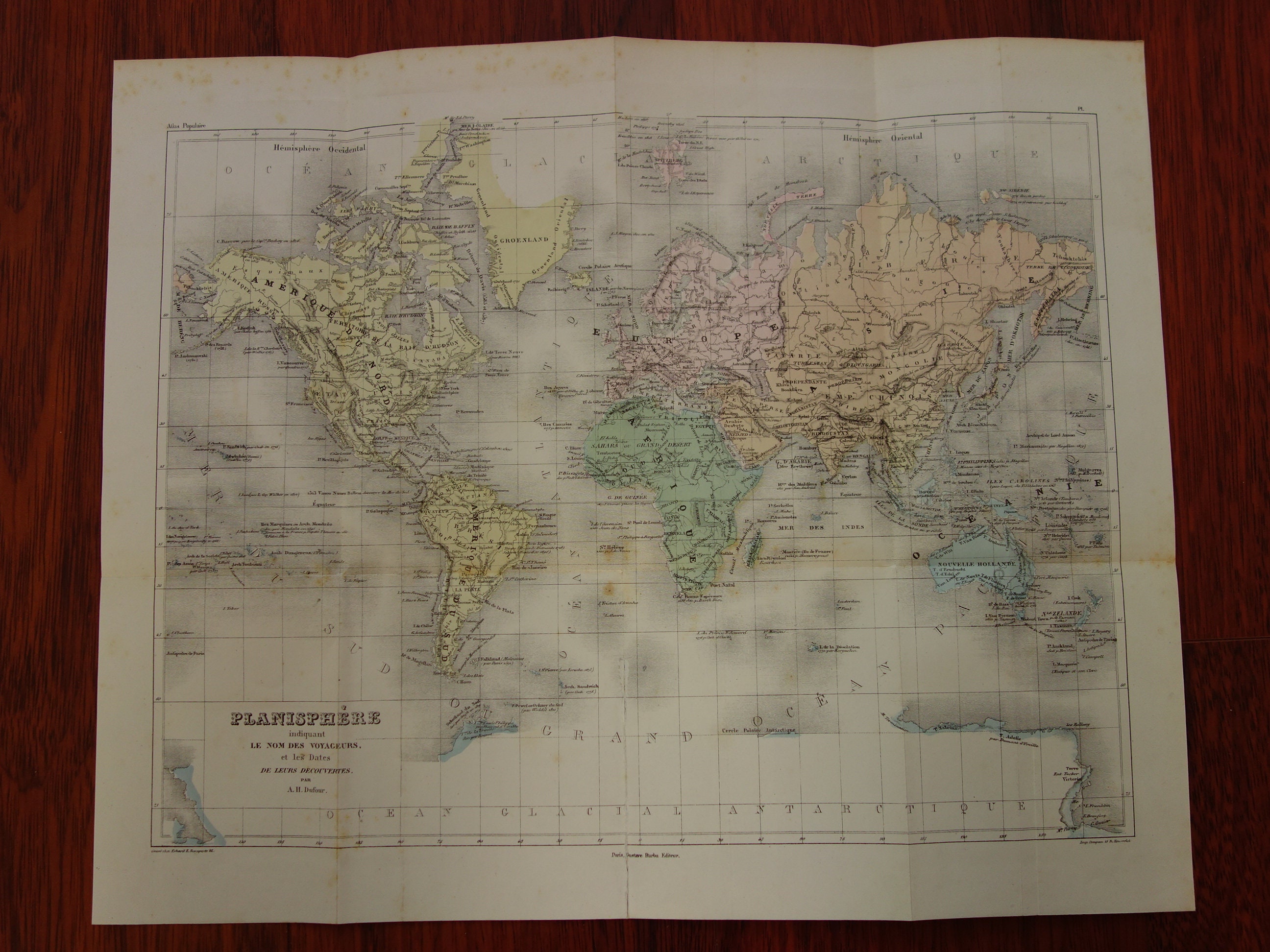 Antique Map of the World 1858 Original Antique French - Etsy