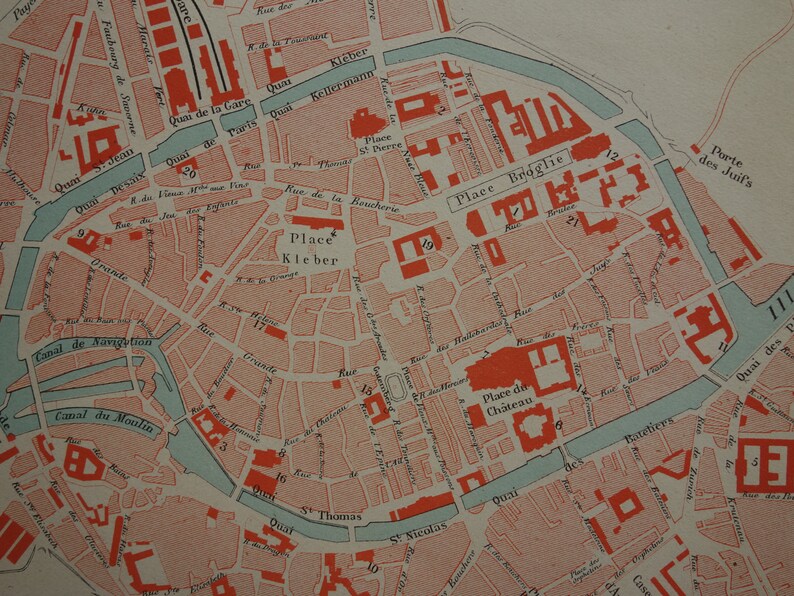 Strasbourg Old Map of Straßburg Original 1879 Antique Print - Etsy