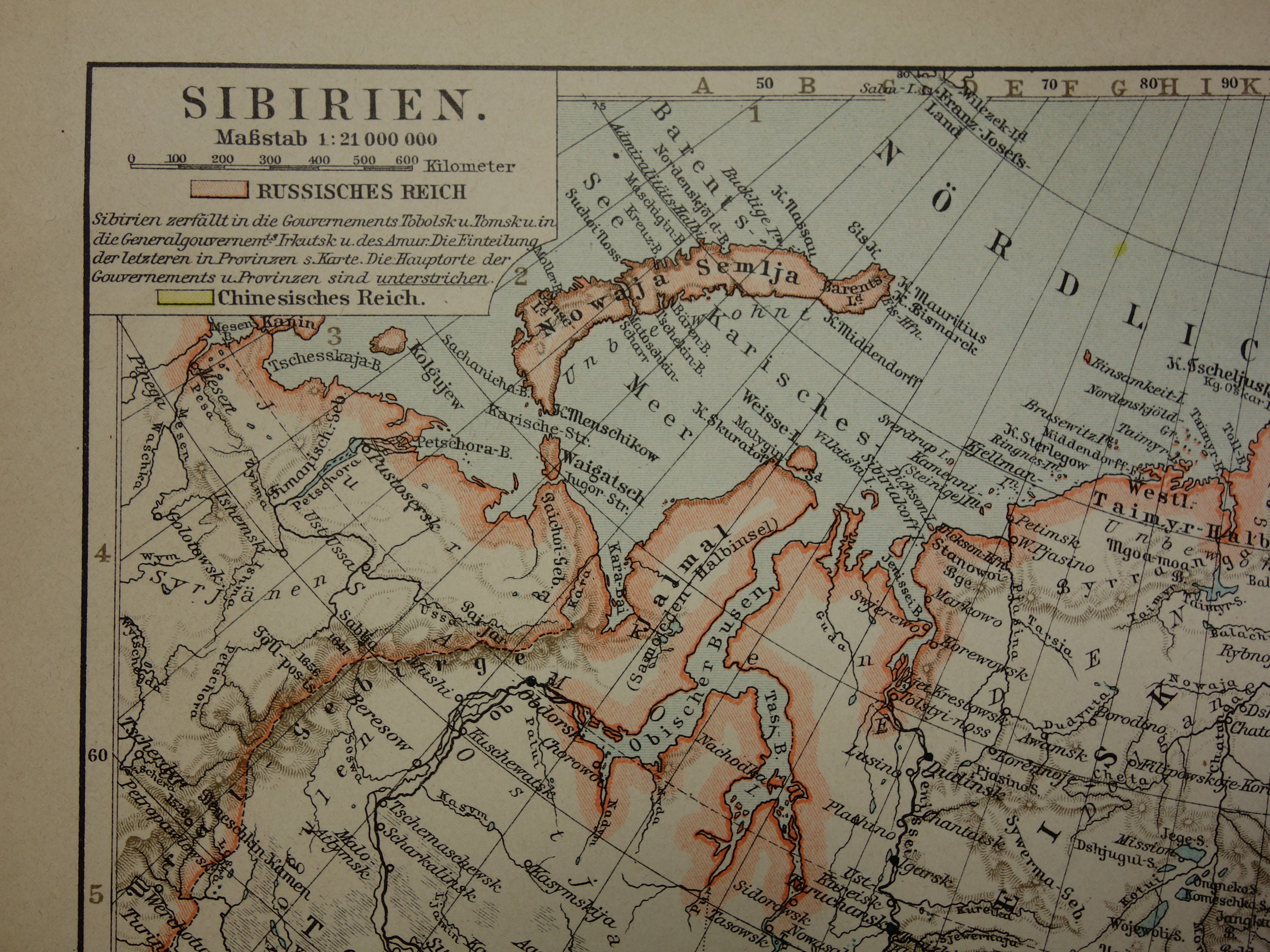 SIBERIA old map of Asian Russia 1905 original antique print | Etsy