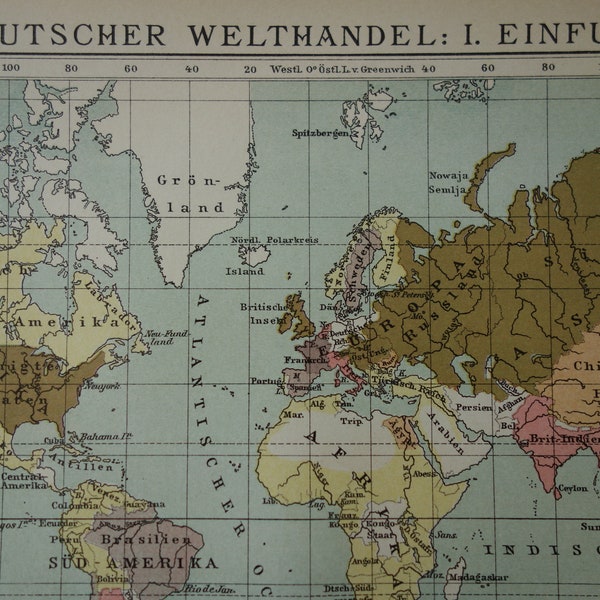 1899 World Map - Etsy