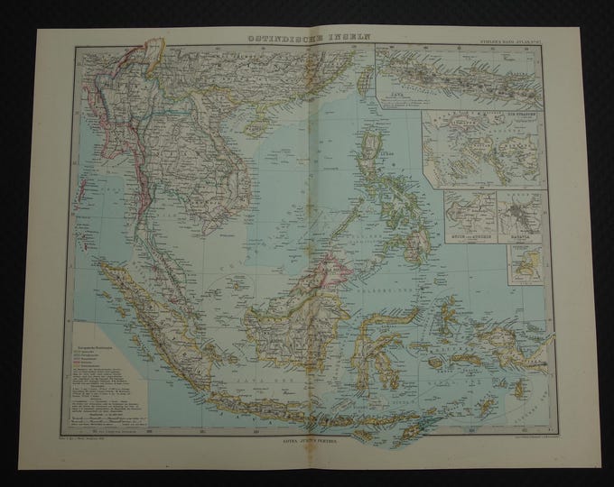 INDONESIA Old Map of Malay Archipelago LARGE Original 1881 Antique ...