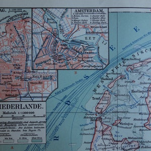 HOLLAND Old Map of the Netherlands 1913 Original Antique Detailed Print ...