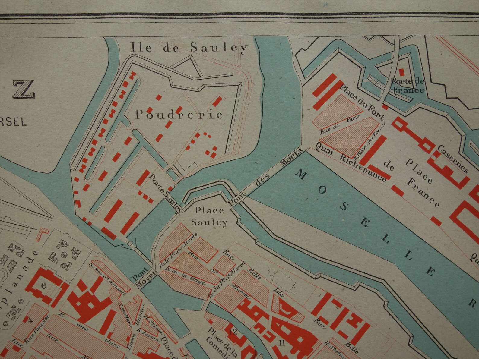 1879 METZ Old Map of Metz France - Lovely Original Antique City Plan ...