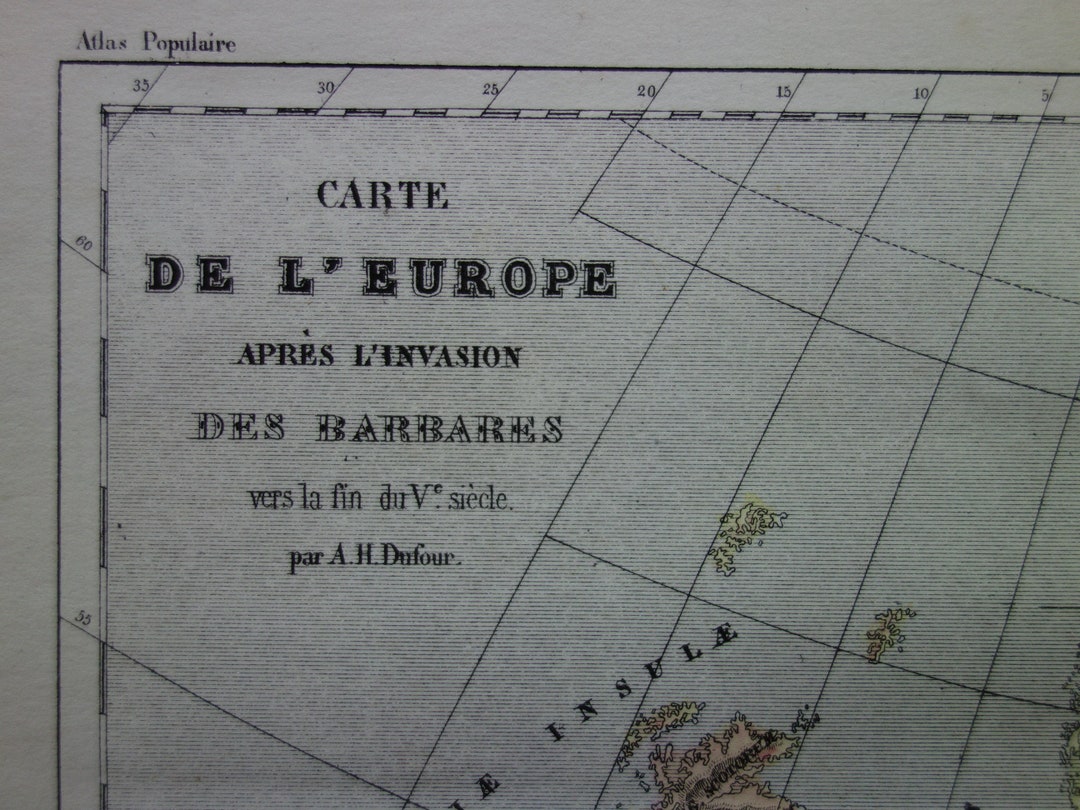 EUROPE Old Map of European Continent in 5th Century 1858 Original ...