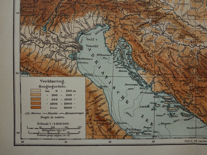 Old Height Map of Austria Hungary Bohemia 1910 Antique Print - Etsy