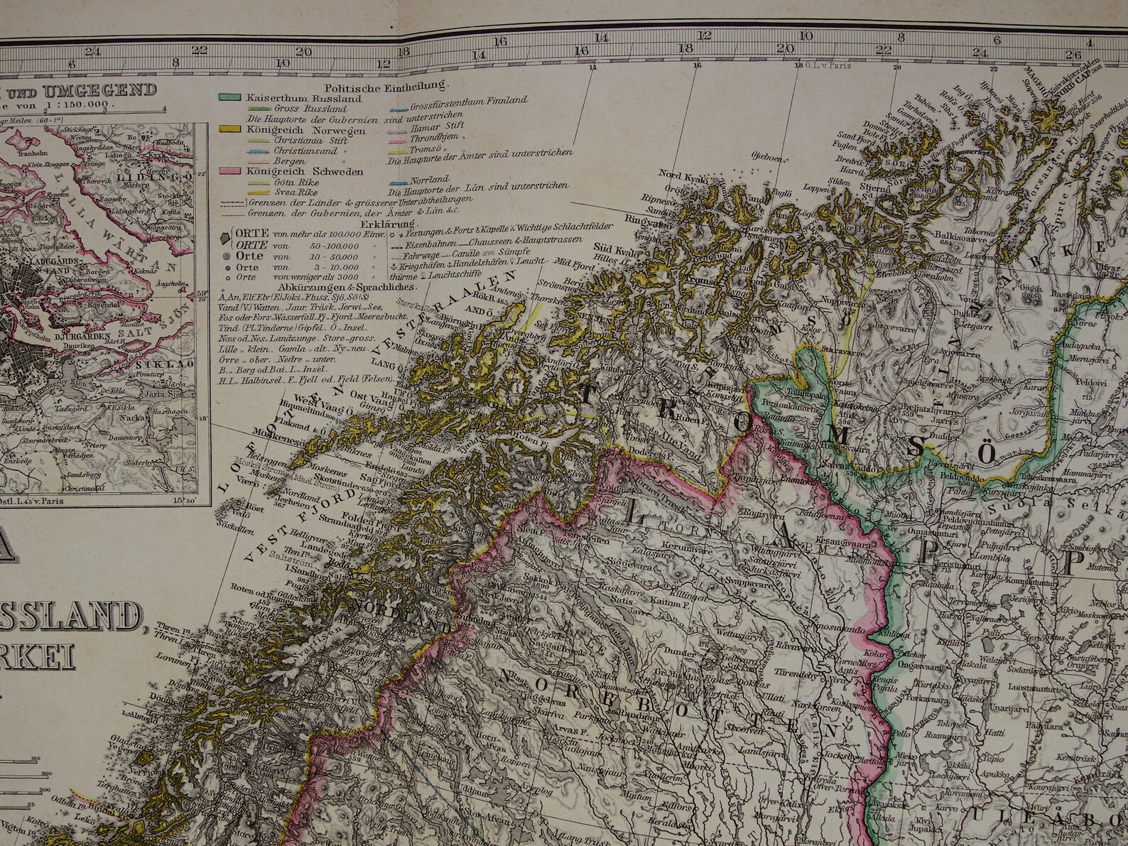 NORWAY Old Map of Norway 1885 Original Antique Hand-colored - Etsy