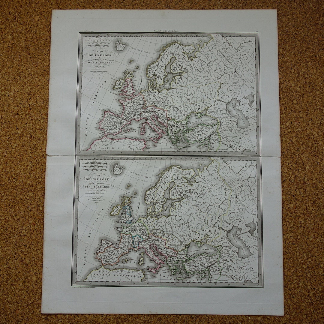 Old History Maps of Europe 4 Map Set on 2 Large Sheets - Etsy
