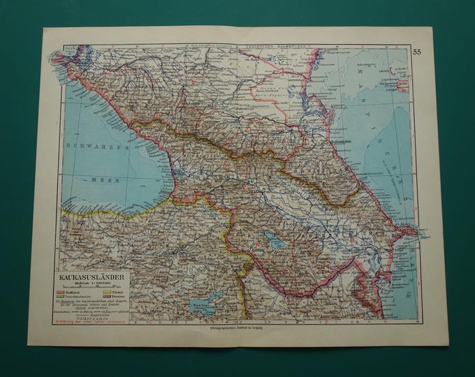 CAUCASUS Old Map of the Caucasus 1928 Original Antique Map Georgia ...