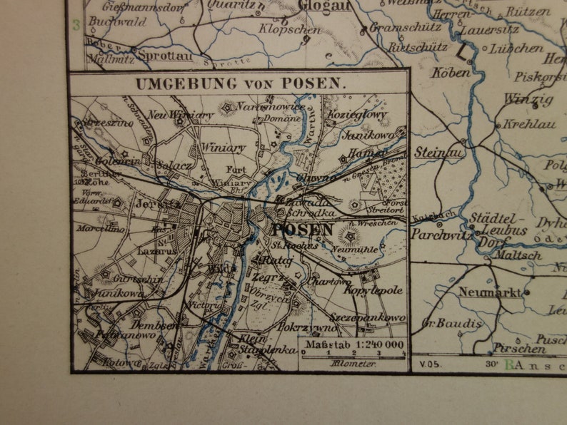 POZNAN Old map of Posen Germany province 1905 original antique | Etsy