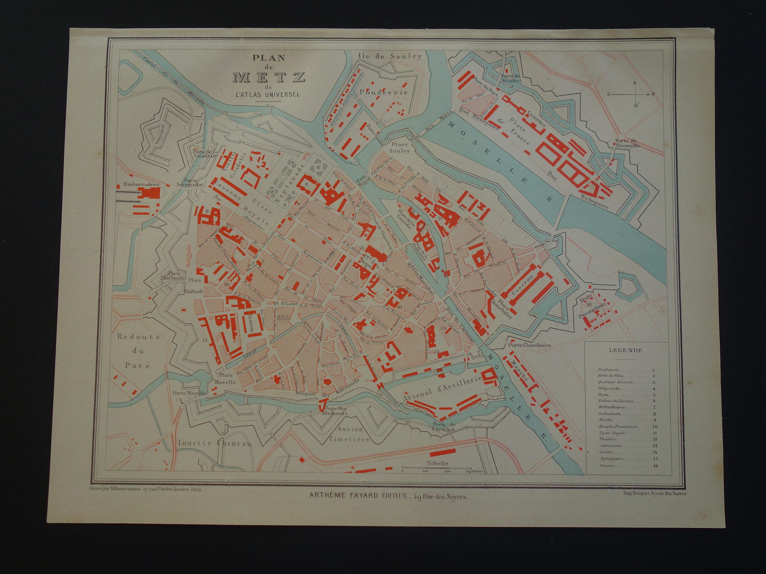 1879 METZ Old Map of Metz France Lovely Original Antique - Etsy UK