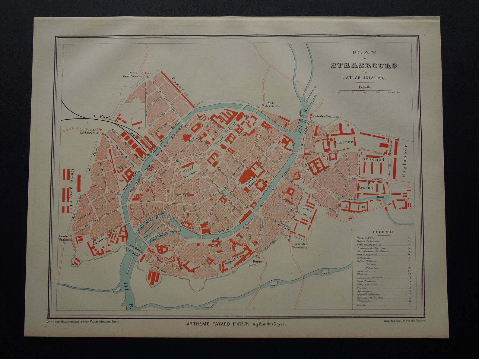 Strasbourg Old Map of Straßburg Original 1879 Antique Print | Etsy