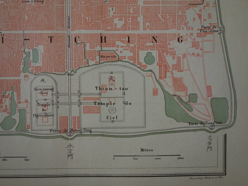 Old BEIJING Map Large 1896 Old City Plan of Beijing - Etsy