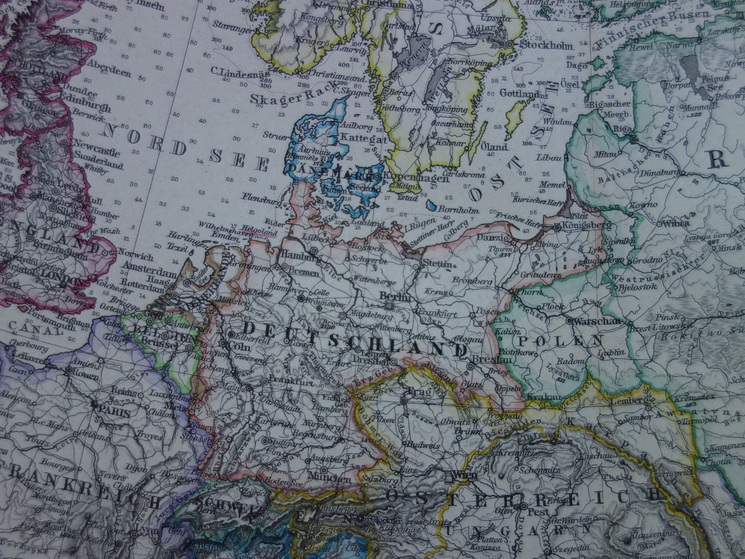 EUROPE old map of Europe 1886 Beautiful large antique | Etsy