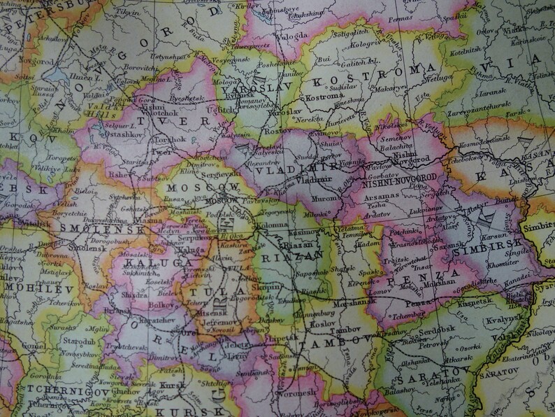 RUSSIA Old Map of Russia in 1890 Original Large English - Etsy