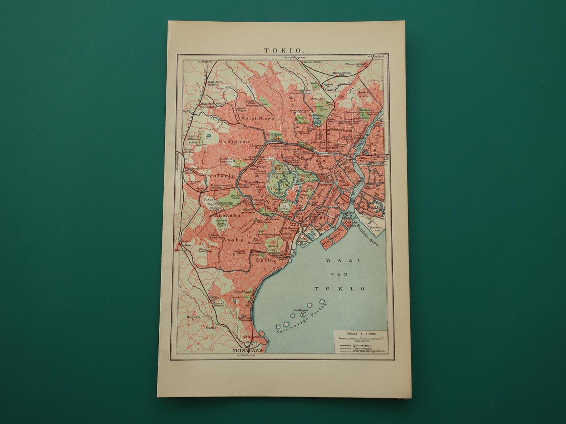 TOKYO Old Map of Tokyo Japan 1911 Original Antique City Plan About ...