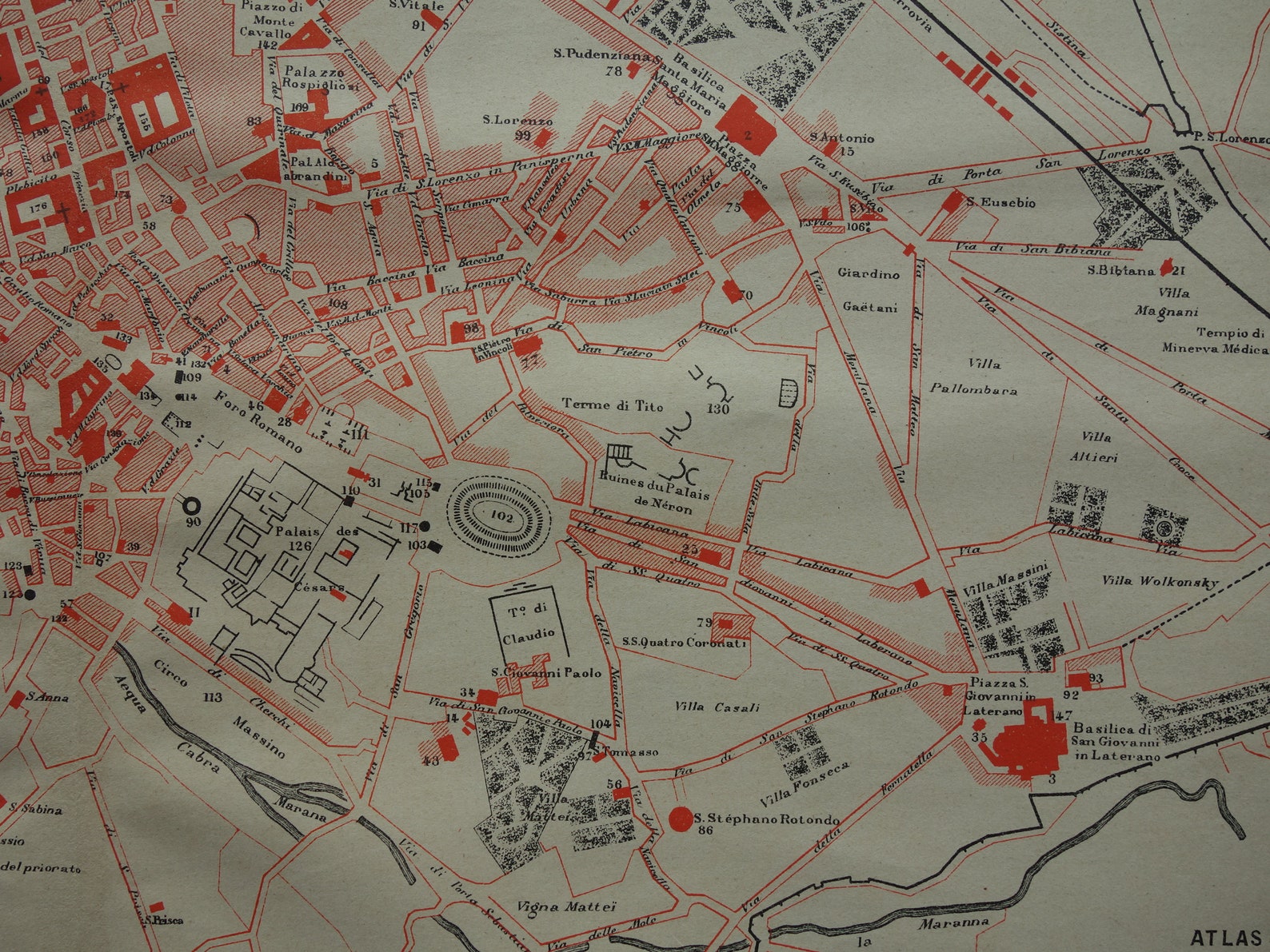 ROME Old Map of Rome Italy 1896 Original Antique City Plan Big | Etsy