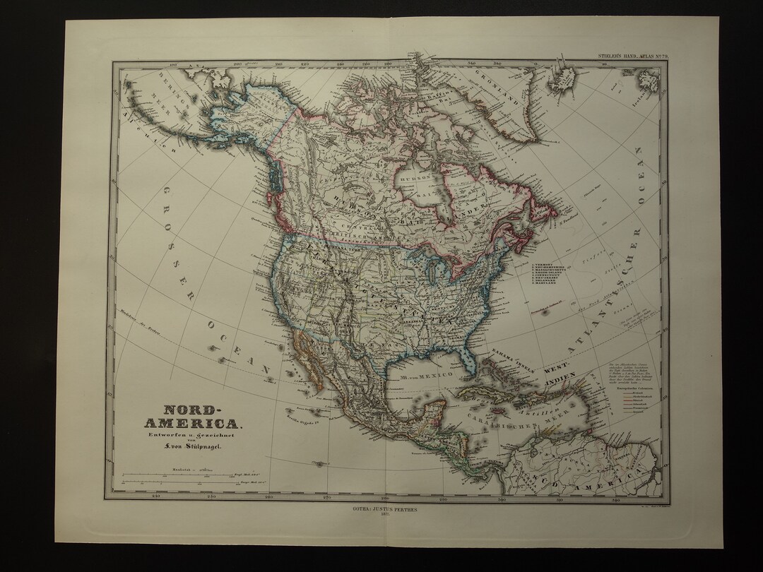 Old Map of North America Large Original Antique Print USA - Etsy