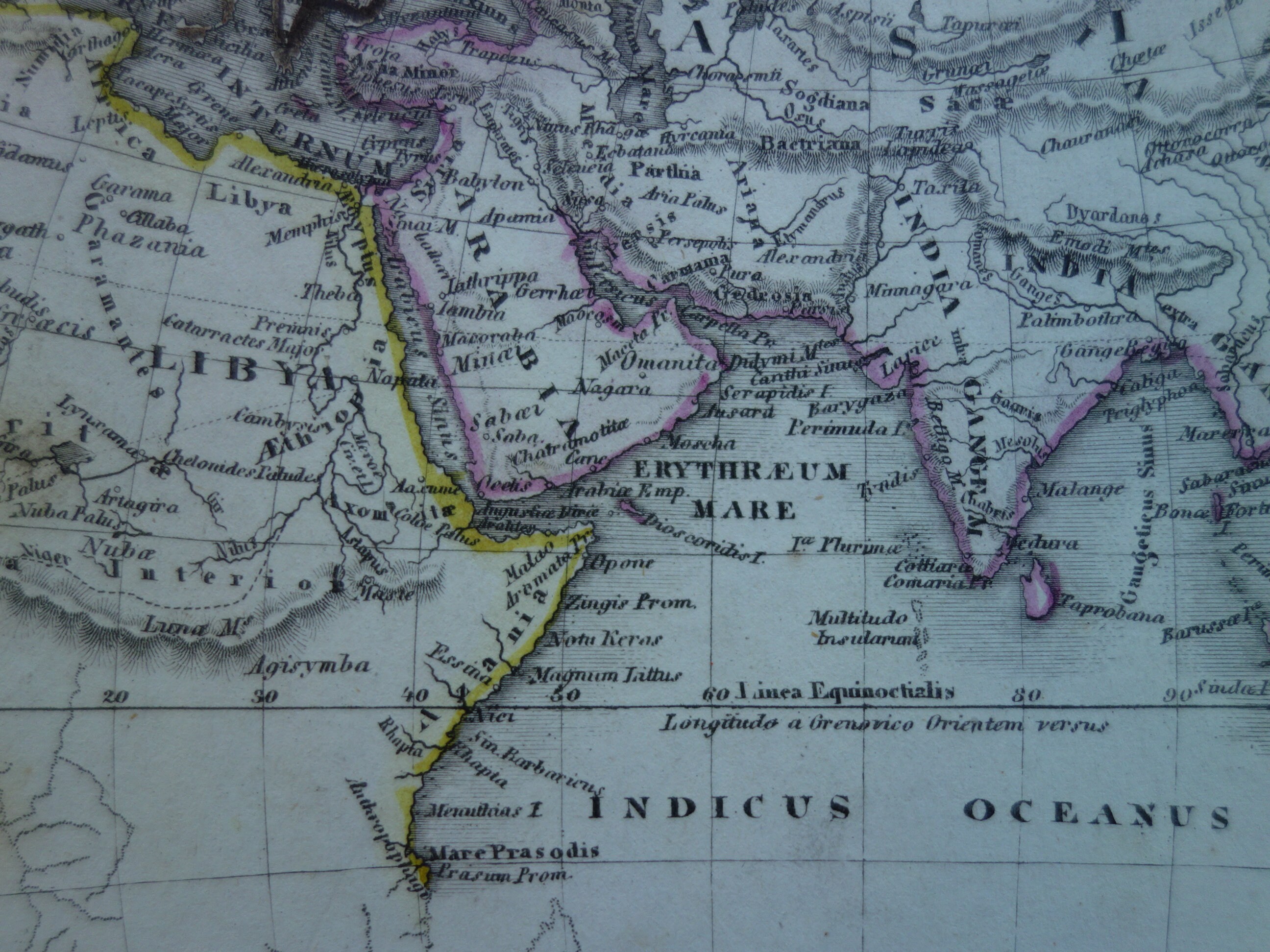 WORLD Map of the Ancient World 1850 Original Old Hand Colored | Etsy