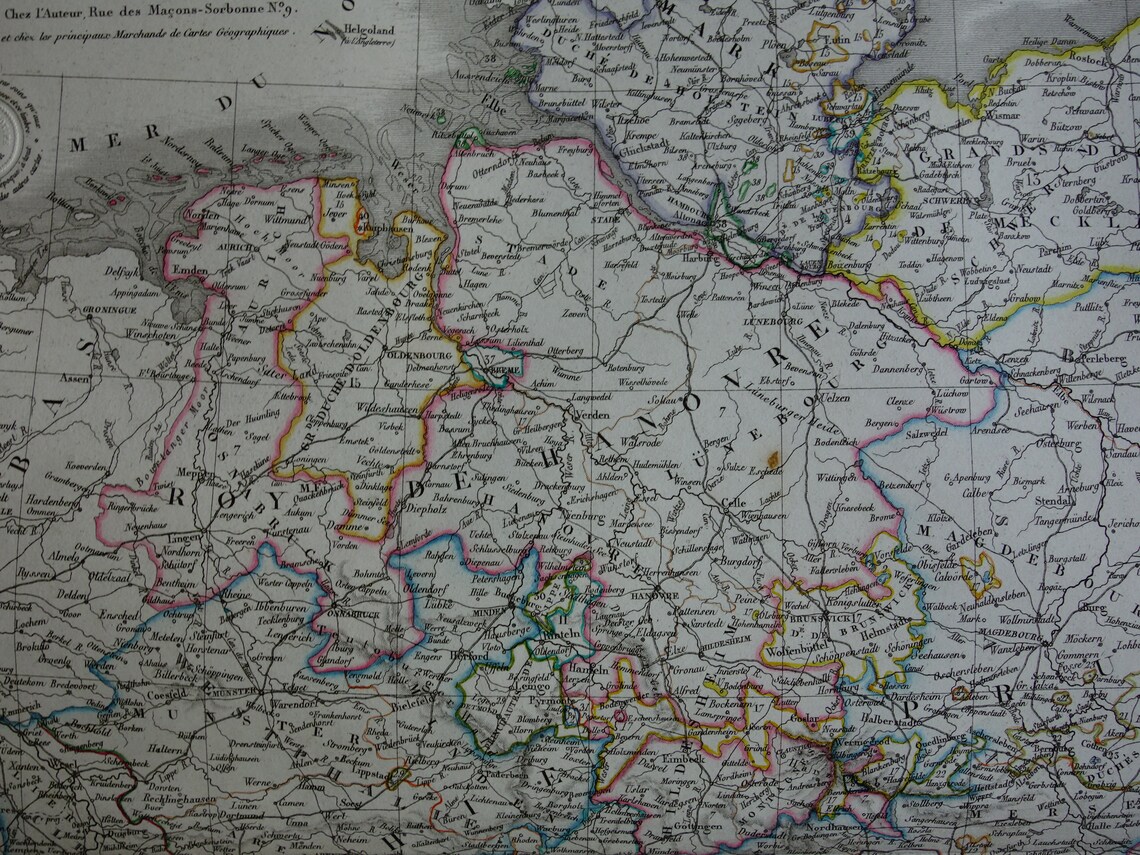 GERMANY Old Map 1827 LARGE Original Antique Print/poster of | Etsy