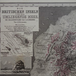 Antique Map of the United Kingdom and Ireland 1875 Beautiful Old Hand ...