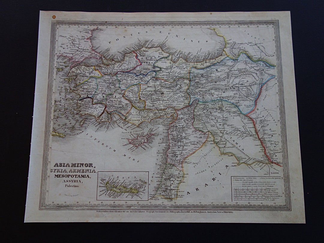TURKEY Old Map 1850 Original Hand Colored Antique Print of Asia Minor ...