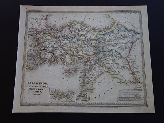 TURKEY old map 1850 original hand colored antique print of | Etsy