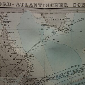 ATLANTIC Ocean Map 1886 Original Large Old Print of Sea Depth | Etsy