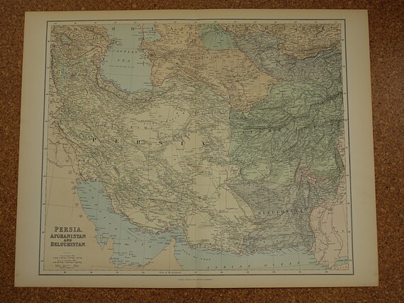 PERSIA old map of Persia LARGE 1890 original antique poster of | Etsy