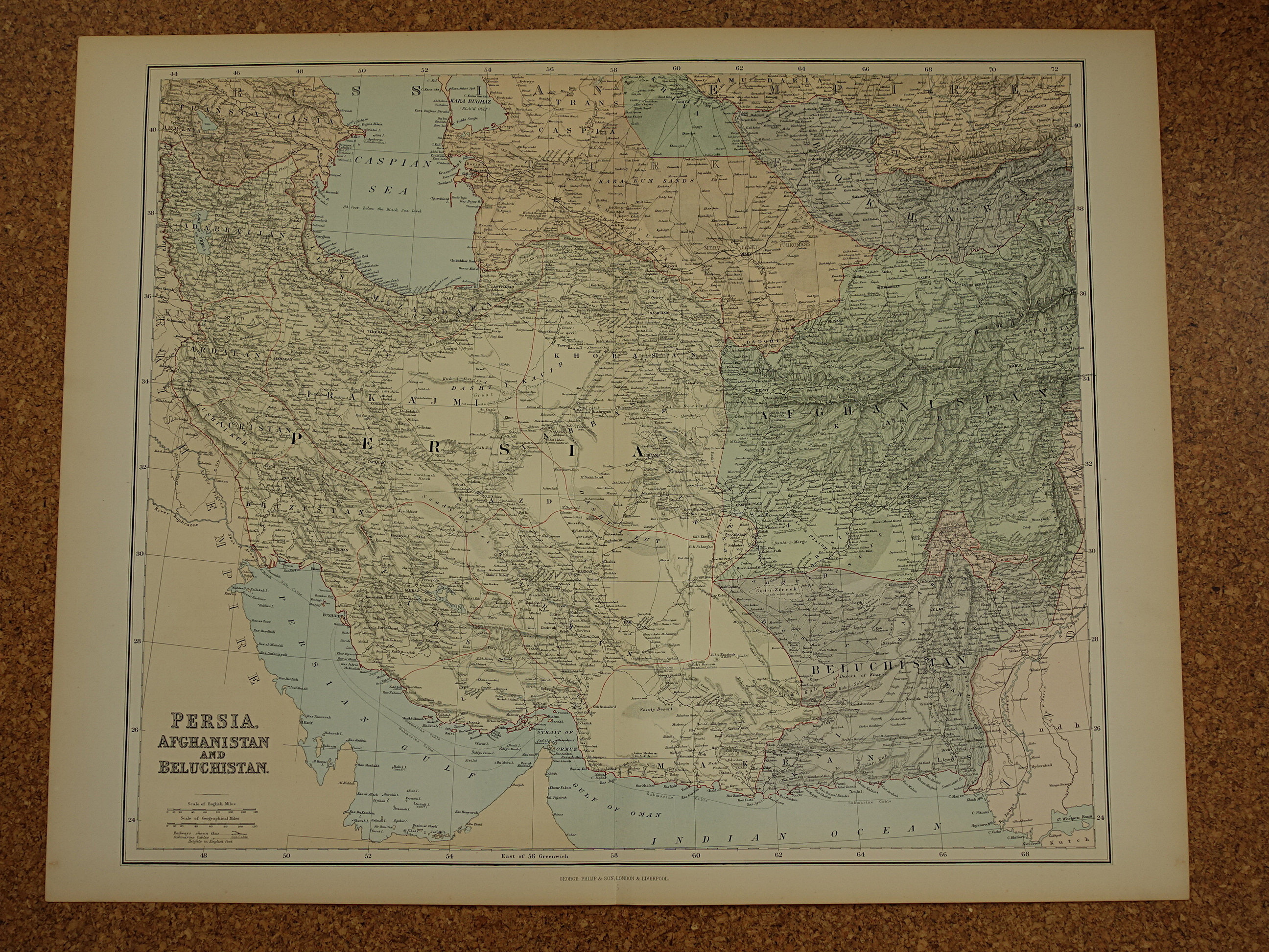 PERSIA old map of Persia LARGE 1890 original antique poster of | Etsy