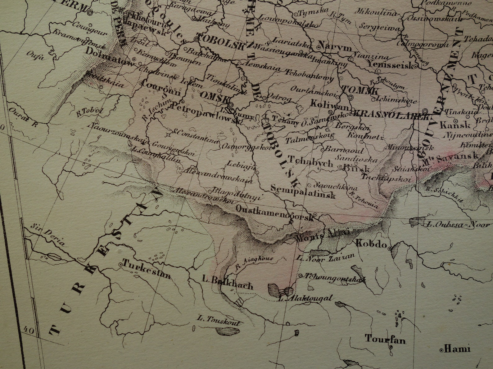 SIBERIA Old Map of Russia 1858 Original Antique French Hand | Etsy