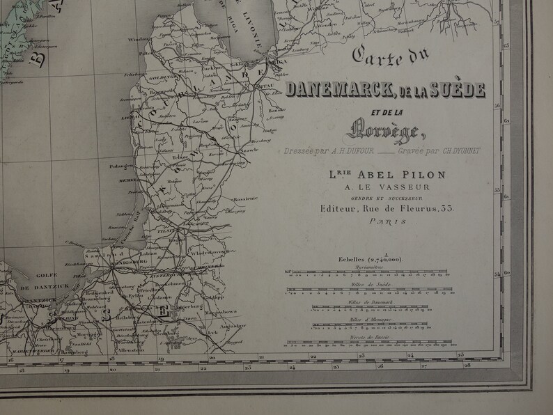 NORWAY Old Map LARGE Original Antique Maps About Sweden and - Etsy