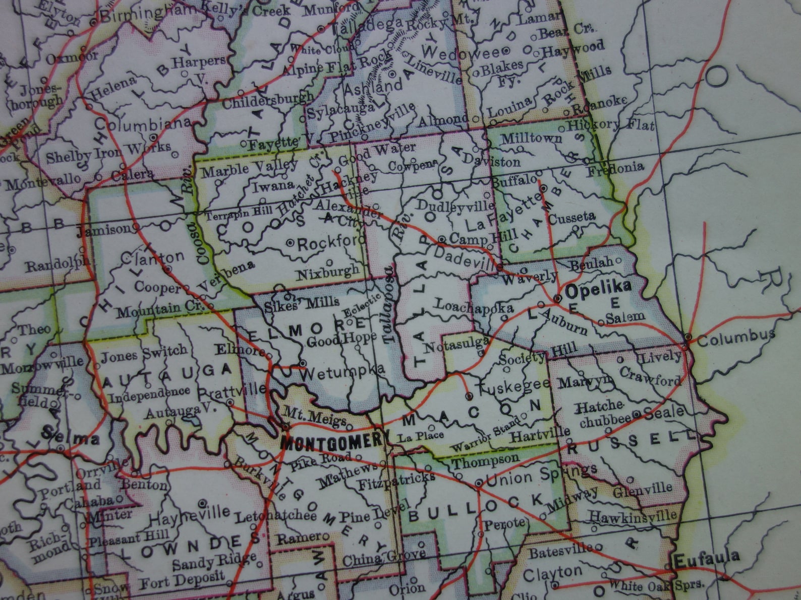 ALABAMA Old Map 1875 Original Antique State Maps of Alabama Vintage ...