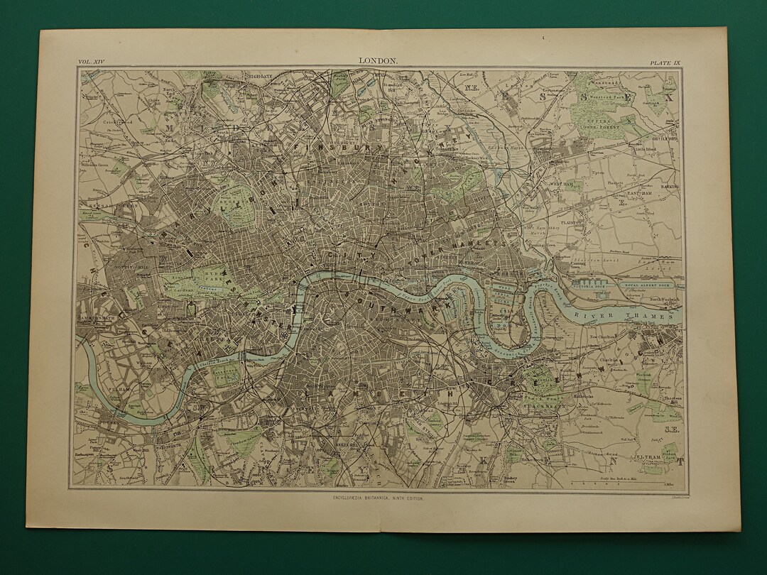 LONDON Old Map of London 1882 Vintage English City Plan London - Etsy ...