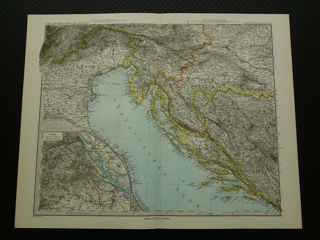 CROATIA Old Map of Croatia 1882 Original Antique Print Poster About ...