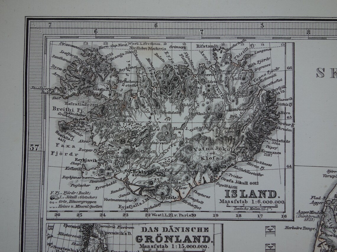 DENMARK Old Map of Denmark and Holstein 1877 Original Large - Etsy