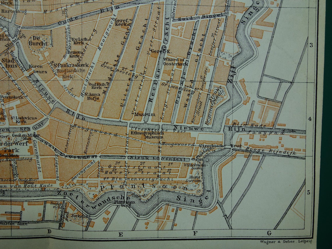 LEIDEN Old Map of Leiden 1910 Original Antique Map About Leiden Zuid ...