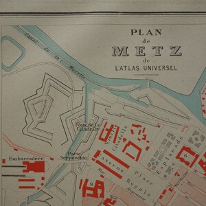1879 METZ Old Map of Metz France - Lovely Original Antique City Plan ...