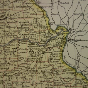 US Old Map LARGE 1890 Original Antique Print About Iowa Missouri ...