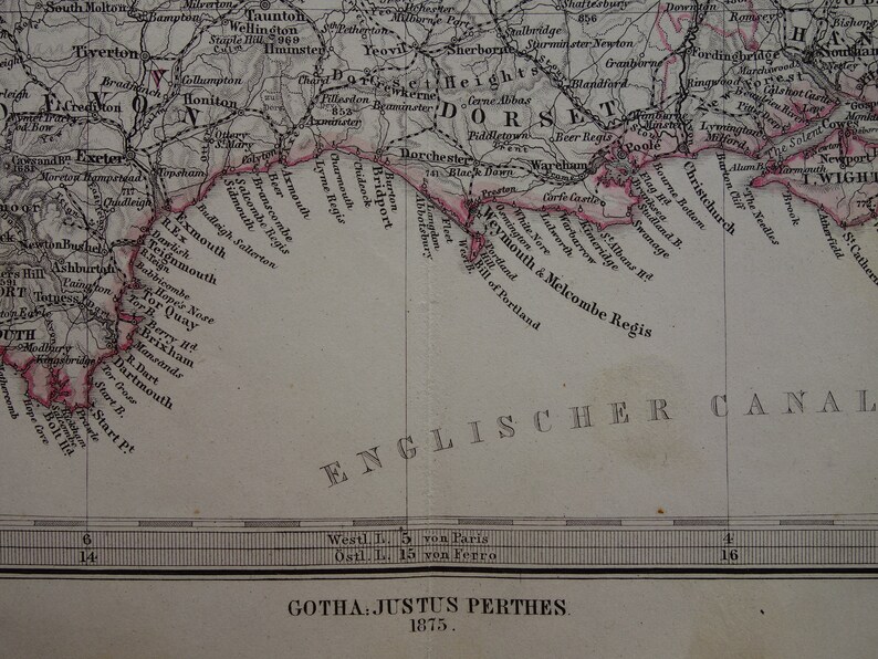 ENGLAND WALES Antique Map 1875 Original Beautiful Old - Etsy