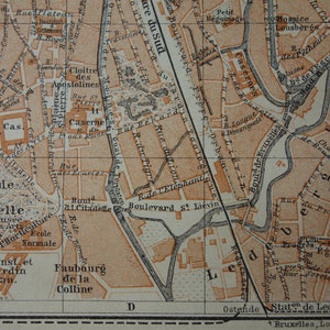 Antique Map of Ghent 1904 Original 120 Years Old City Plan Gent Gand ...