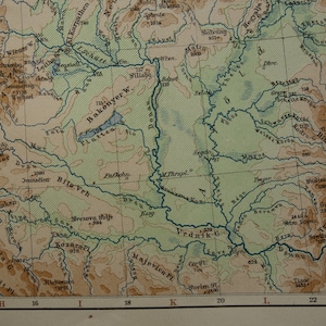 Old Height and River Map of Europe 1905 Original Antique Print Rivers ...