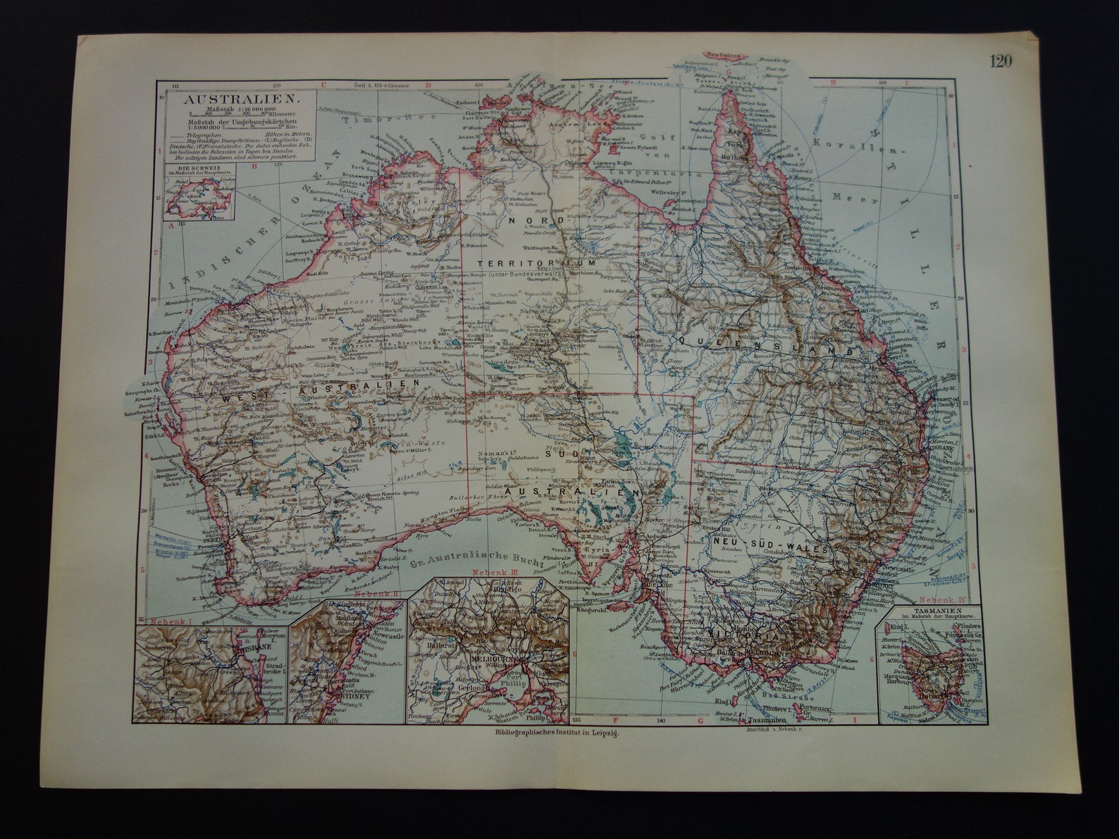 AUSTRALIA Old Map 1913 Very Detailed Antique Map of Australia | Etsy