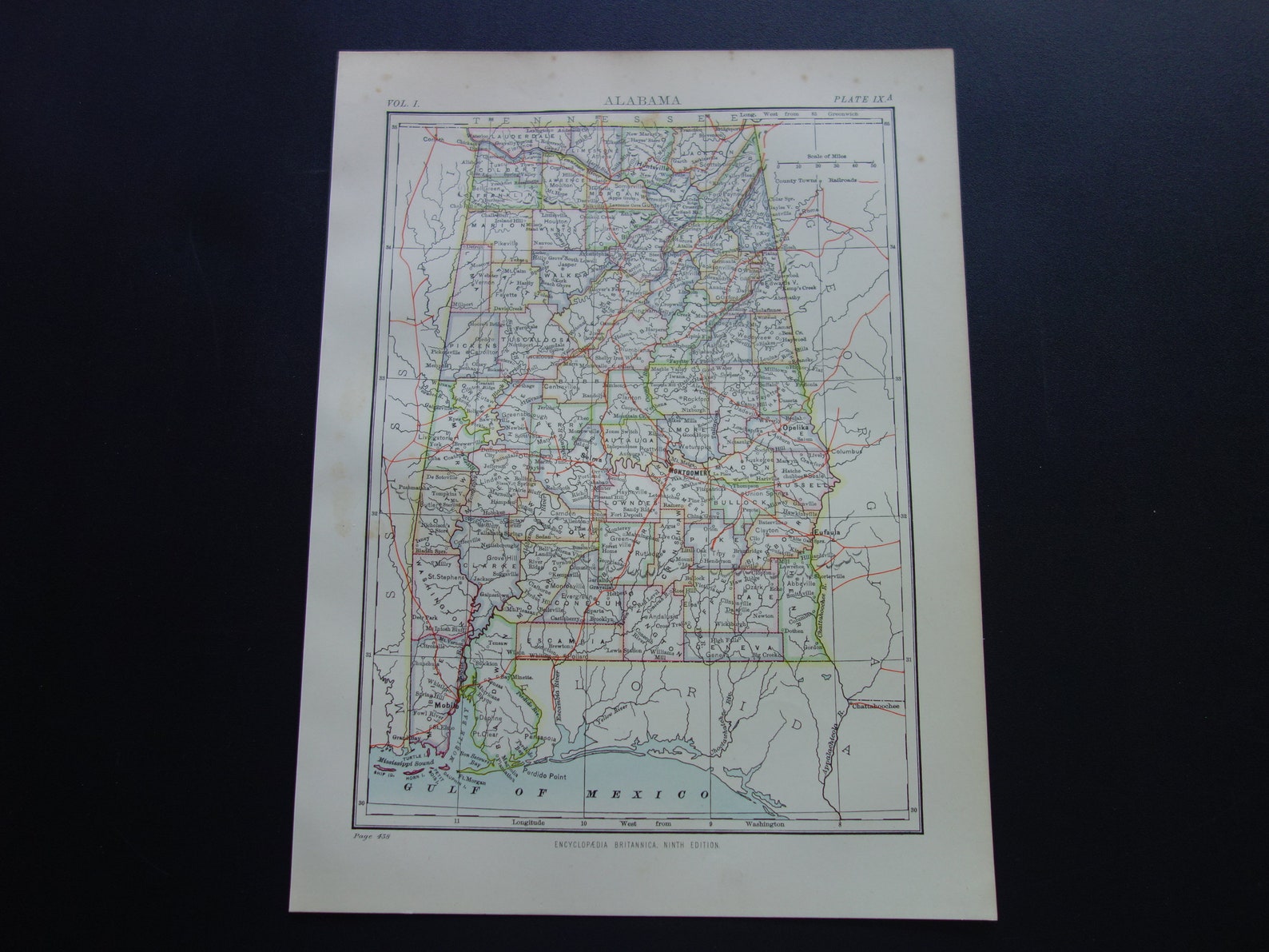 ALABAMA Old Map 1875 Original Antique State Maps of Alabama Vintage ...