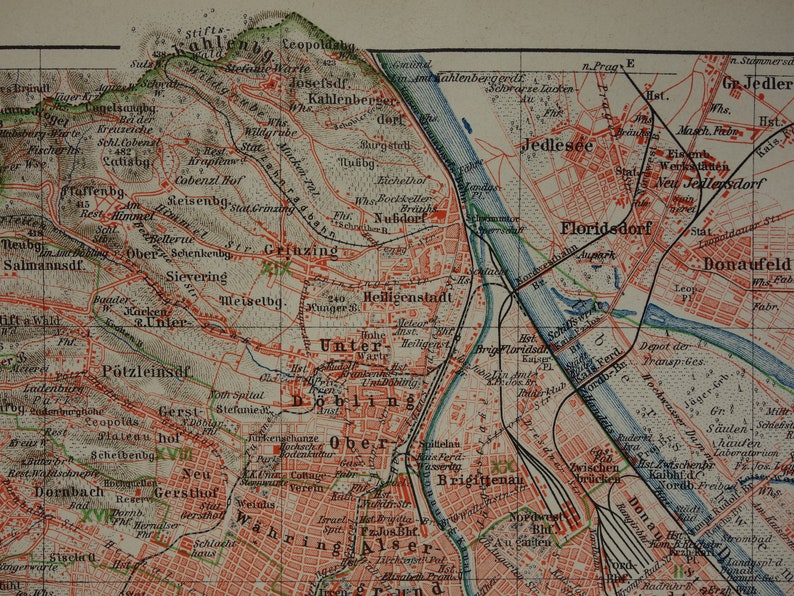 VIENNA Old Map of Vienna City Plan 1905 Original Antique Detailed Print ...