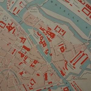 1879 METZ Old Map of Metz France - Lovely Original Antique City Plan ...
