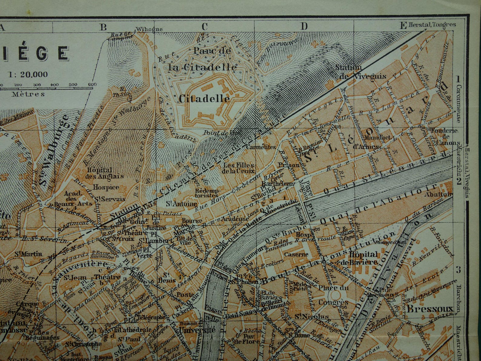 Over 120 Years Old Map of Liège Belgium 1910 Antique City Plan Liege ...