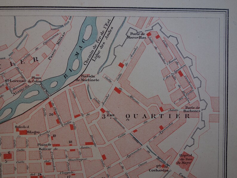 1877 LIMA Old Map of Lima Lovely Original Antique City Plan - Etsy