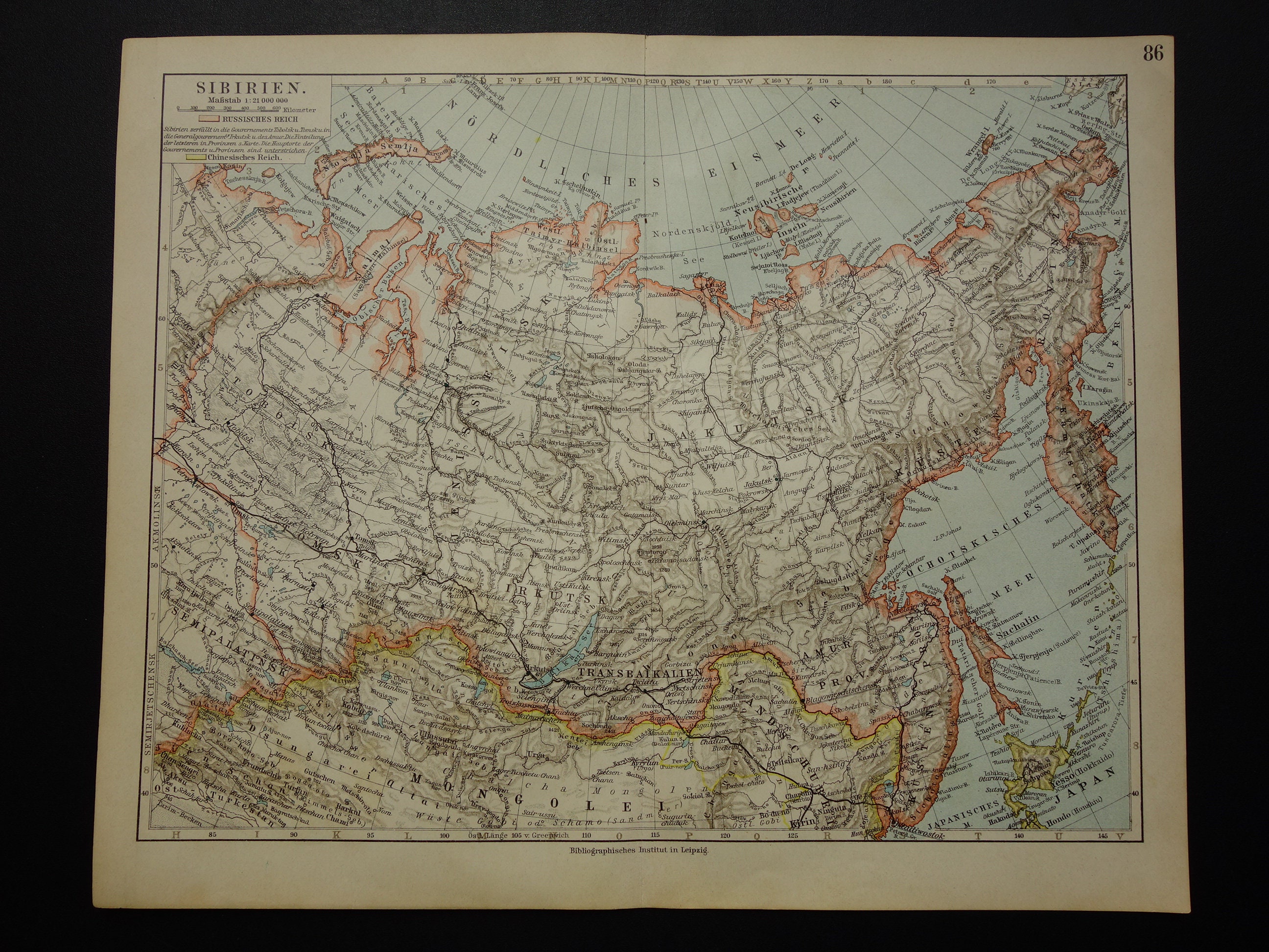 SIBERIA old map of Asian Russia 1905 original antique print | Etsy