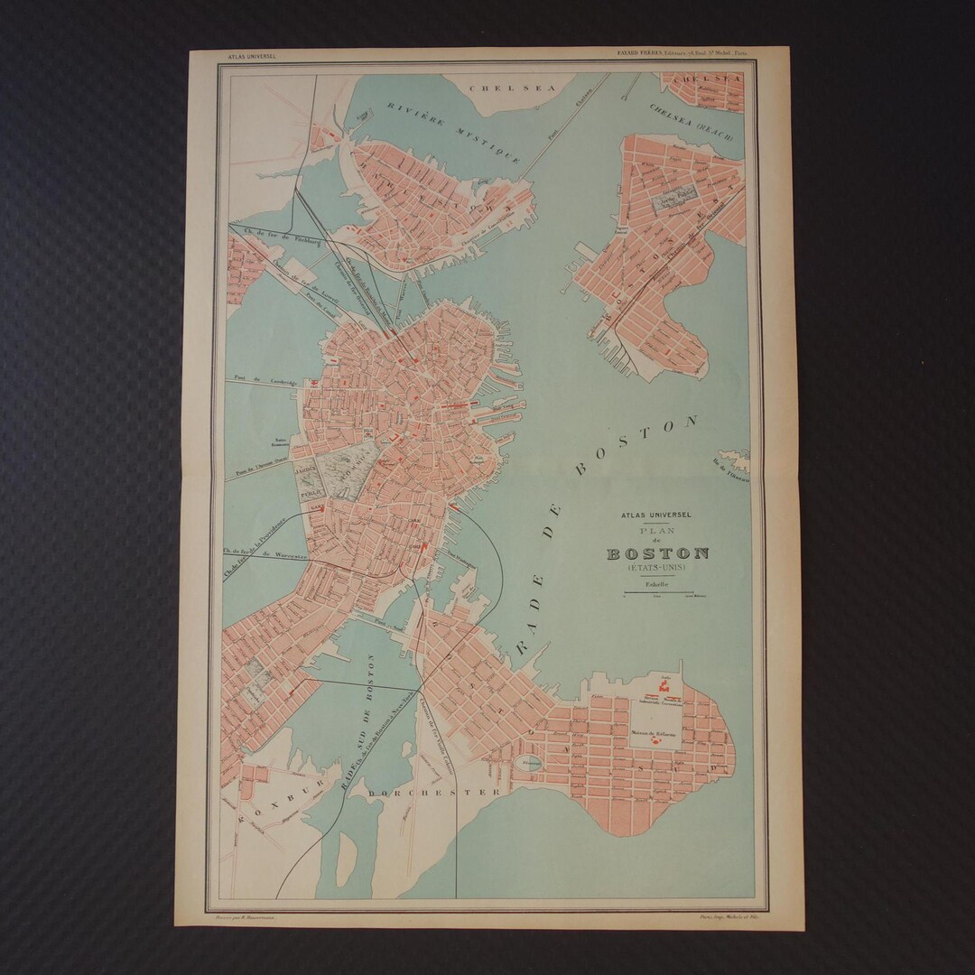 BOSTON Old Map of Boston 1877 Large Original Antique City Plan Print ...