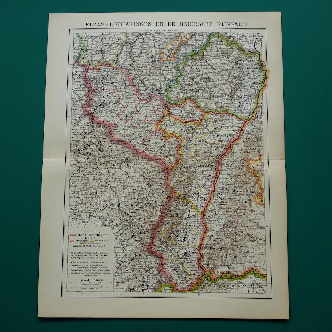 Old Map of Alsace-lorraine Germany 1907 Original Vintage Print Alte ...